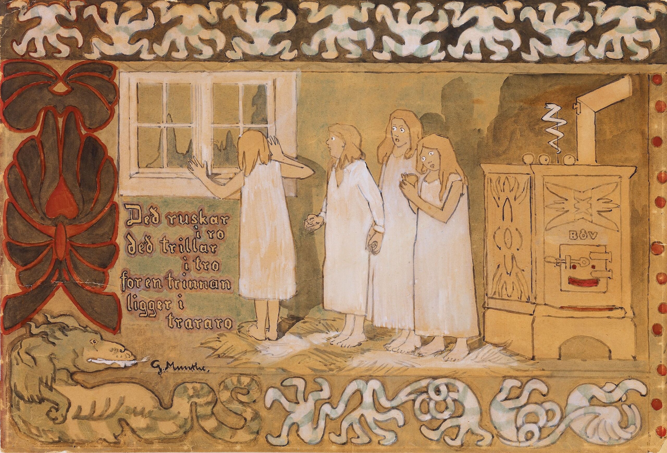 Gerhard Munthe - Norwegian textile, furniture, Interior Designer